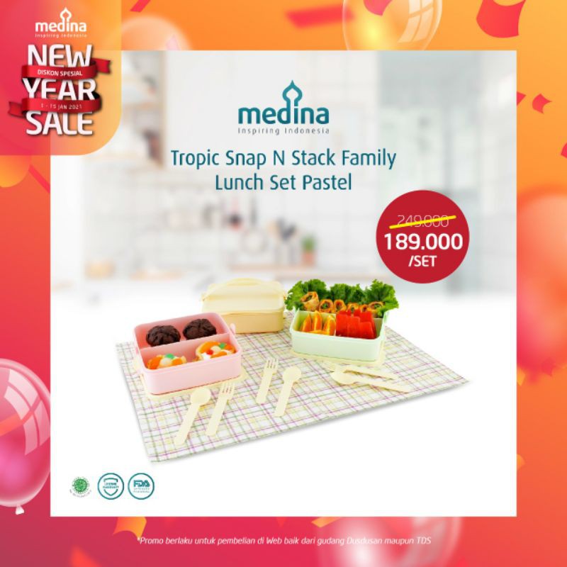 Jual RANTANG MEDINA 3SUSUN FAMILY LUNCH SET | Shopee Indonesia