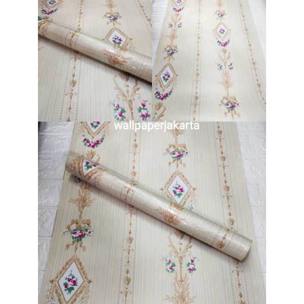 Jual Wallpaper dinding terbaru motif batik cream salur | Shopee Indonesia