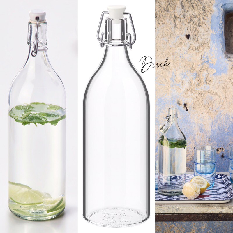 Jual KORKEN - Bottle 1 L with stopper clear glass | Shopee Indonesia