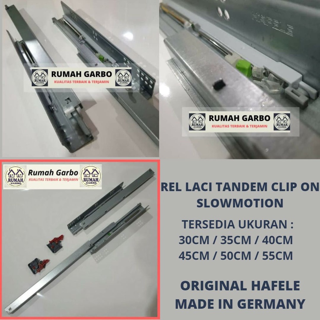 Jual 40CM Rel Laci Tandem SLOW MOTION Clip On Double 400mm Soft Close ...