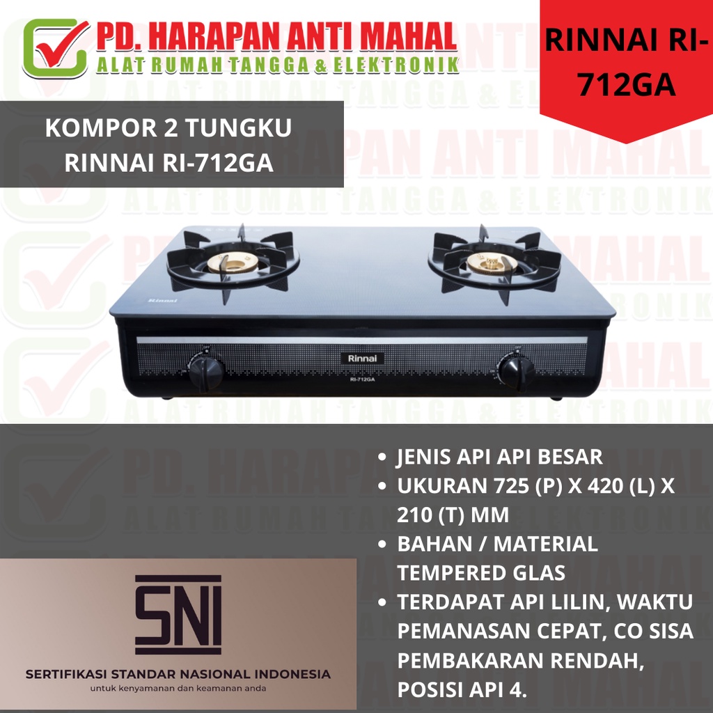 Jual KOMPOR RINNAI RI-712GA/ KOMPOR 2 TUNGKU RINNAI RI-712GA/ KOMPOR ...