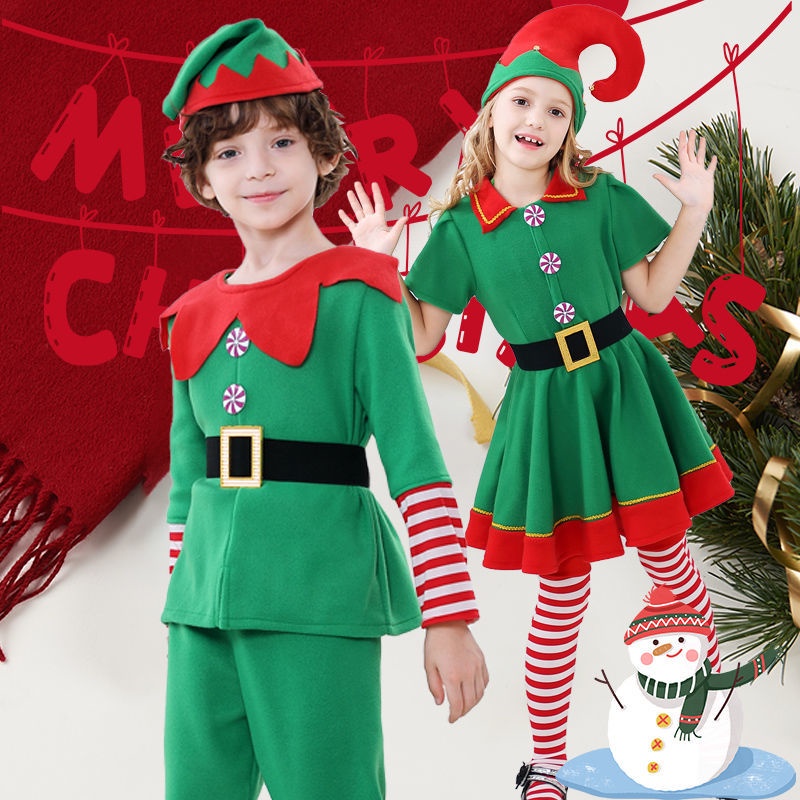 Jual Kostum Natal Anak-anak Natal Elf Kostum Cosplay Orang Tua-Anak ...