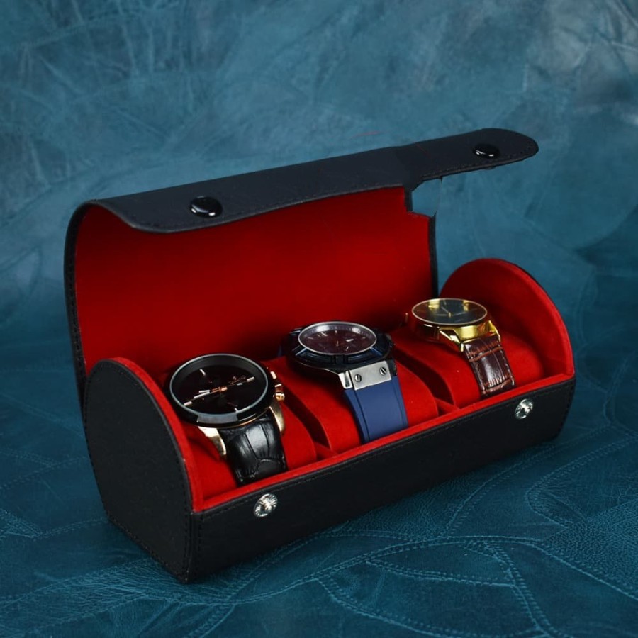 Jual Traveller Watch Case Tube / Tempat Jam Tangan Sport Isi 3 Hitam ...