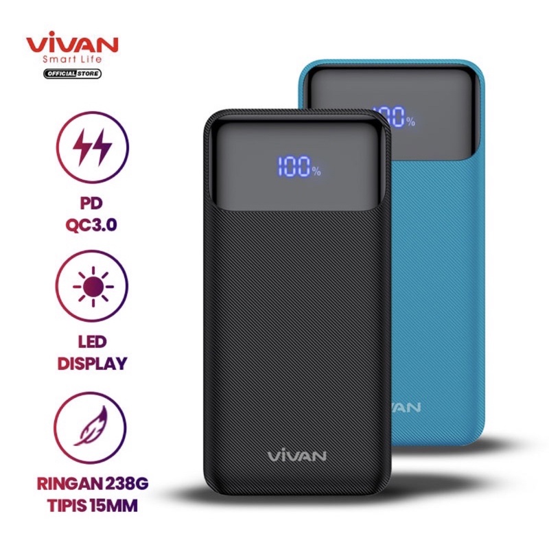 Jual Power Bank Vivan 10000mah VPB-X10 20w 3 Output Dual Input Port ...