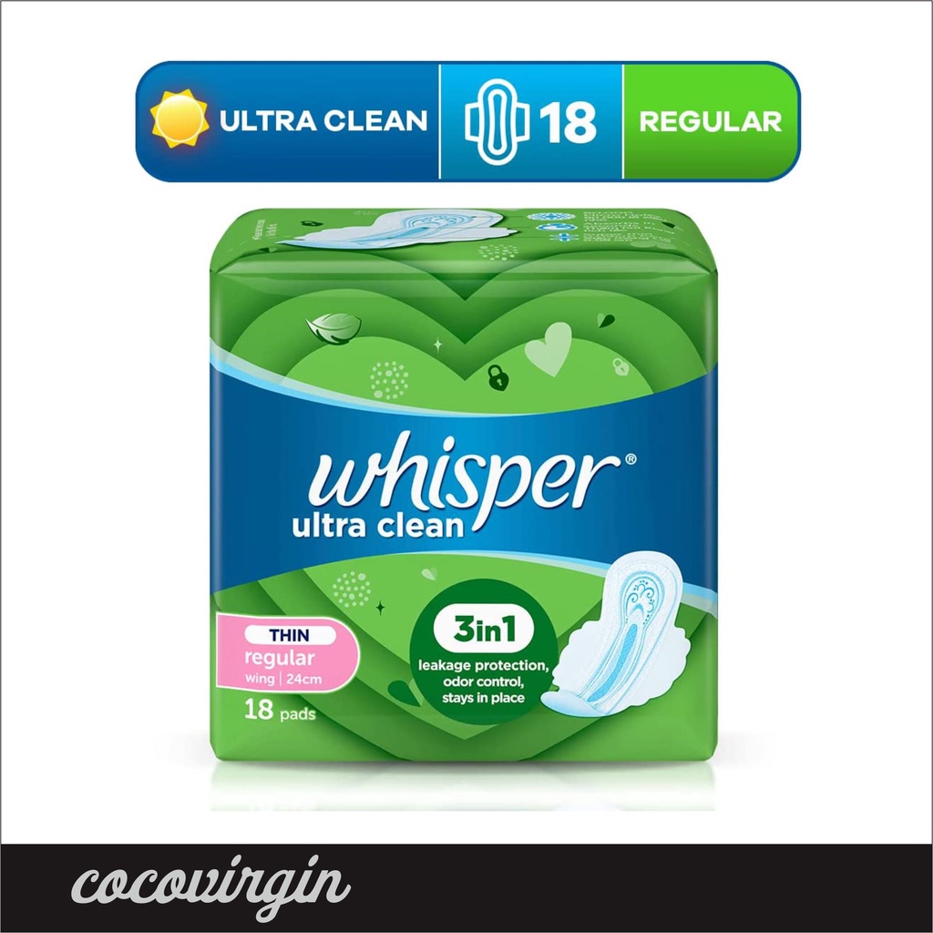 Jual WHISPER Ultra Clean Thin Regular Wing Sanitary Pads 24cm Isi 18 ...