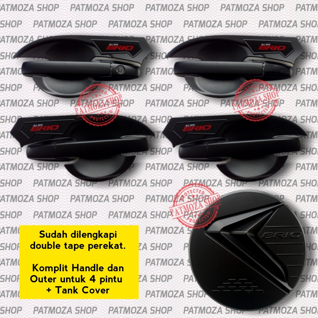 Jual PAKET ALL NEW BRIO COVER HANDLE OUTER DAN TANK COVER SPORTY BLACK DOFF | Shopee Indonesia