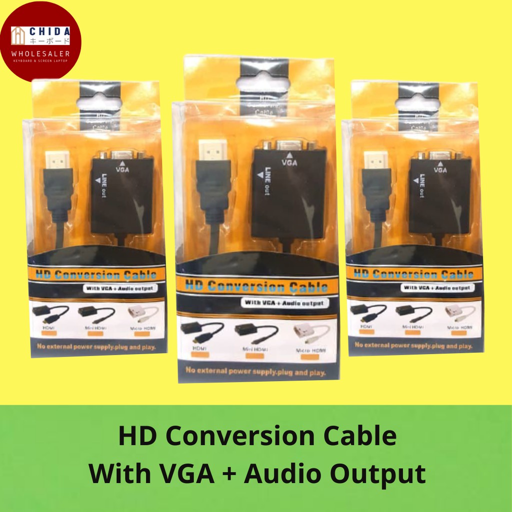 Jual HD Conversion Cable with VGA + Audio output/ converter VGA to HDMI ...