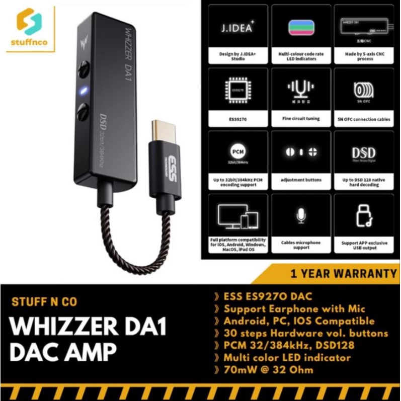Jual Whizzer DA1 USB Type C DAC AMP Android iOS PC Support Mic Gaming ...