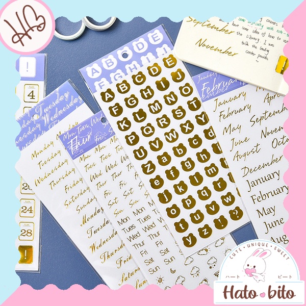 Jual Sticker gold alphabet huruf week month days tulisan nama hari ...