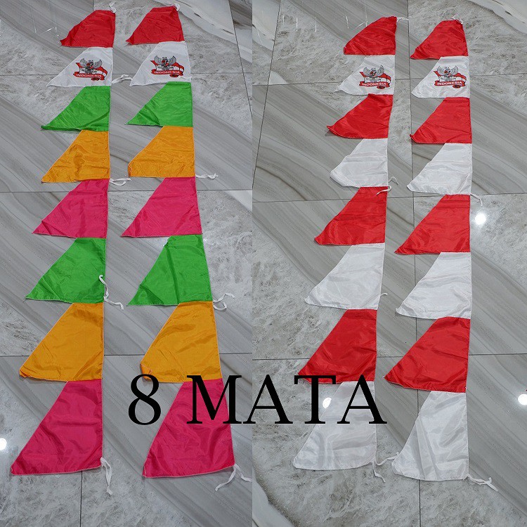 Jual Bendera UMBUL UMBUL 6 8 10 Titik Mata Warna Warni Merah Puituh Model Gergaji Zig Zag ...