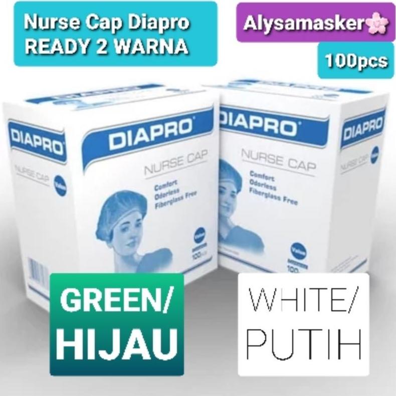 Jual Nurse Cap Diapro 100Pcs Hairnet Mob Cap ( Green / White ) | Shopee ...