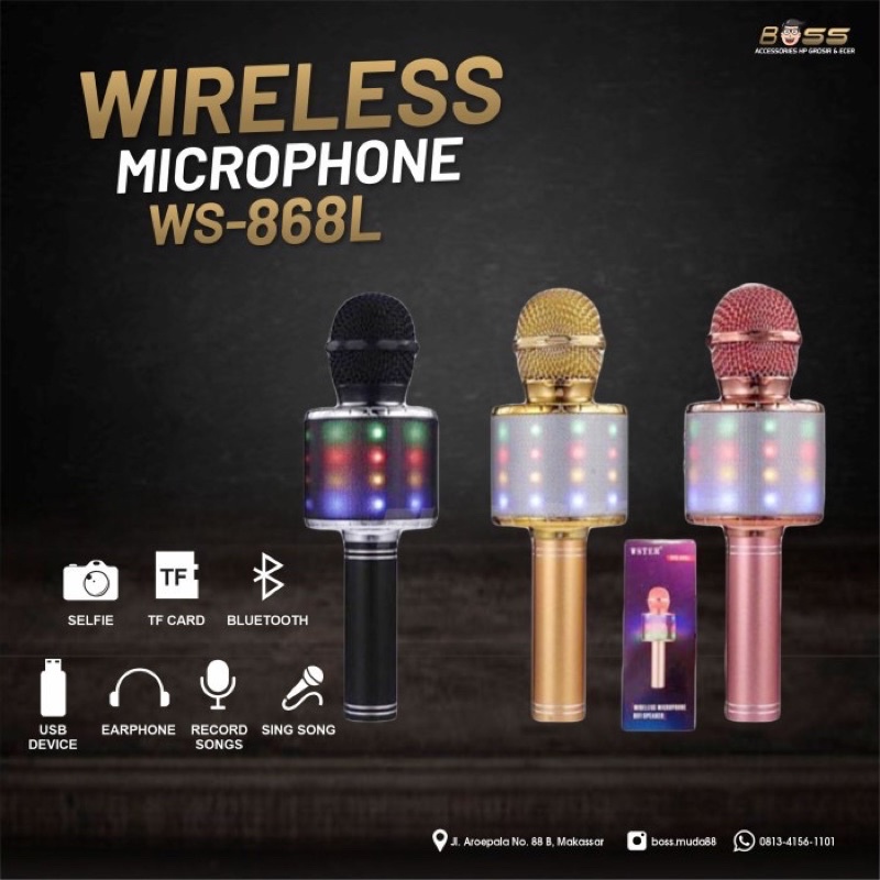 Jual Mic Speaker WS858 WS868L Microphone Bluetooth Karaoke Smule Wireless WS 858 868L 868 ...