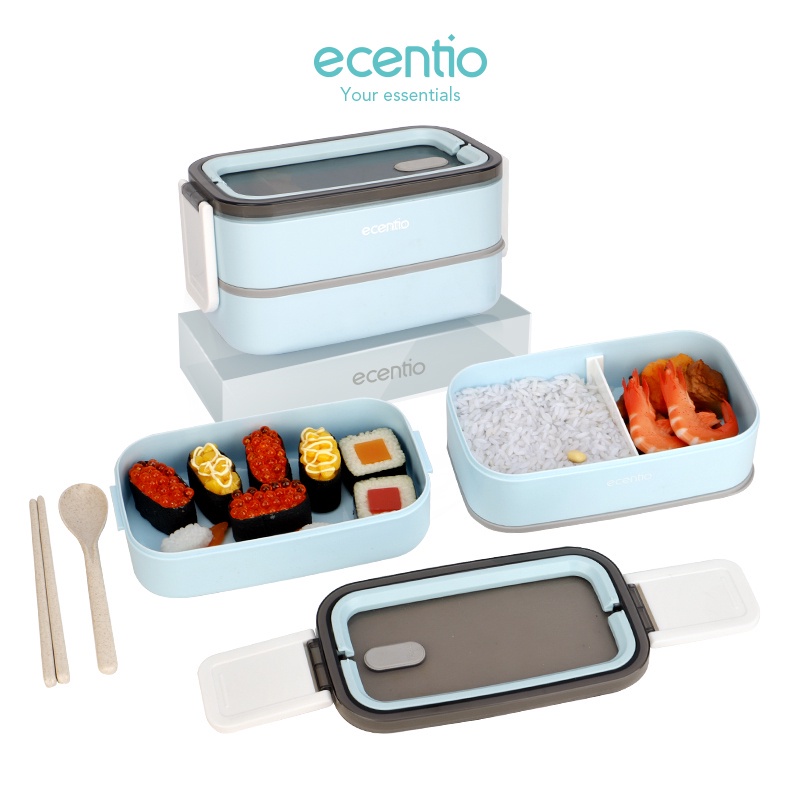 Jual Ecentio Lunch Box Portabel Double - Layers 1600 ml | Shopee Indonesia
