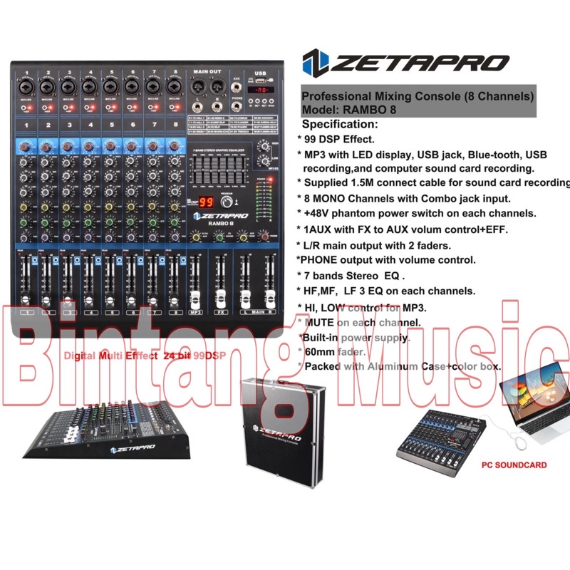 Jual MIXER ZETAPRO RAMBO8 ORIGINAL RAMBO 8 CHANNEL zetapro rambo8 | Shopee Indonesia