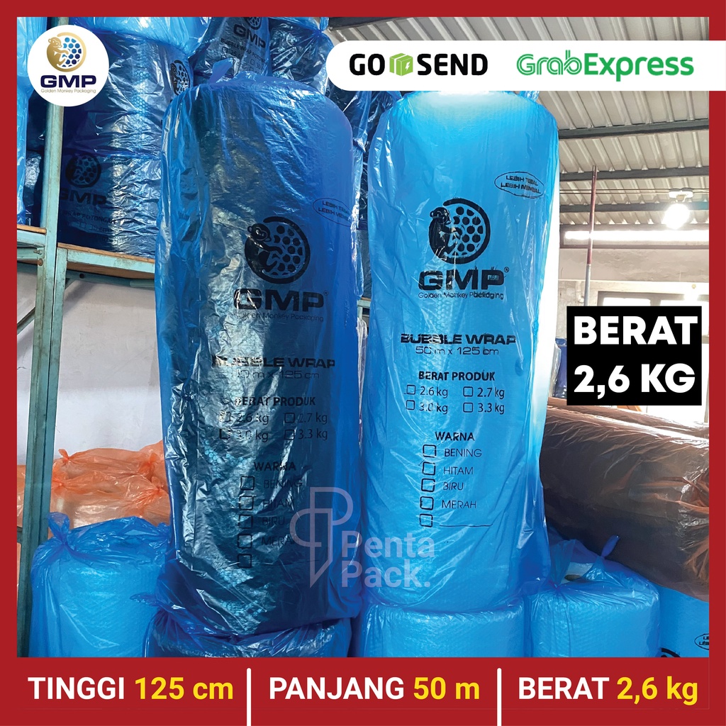 Jual [Berat 2,6 kg] Bubble Wrap GMP 125 cm X 50 m (Bening/Hitam ...