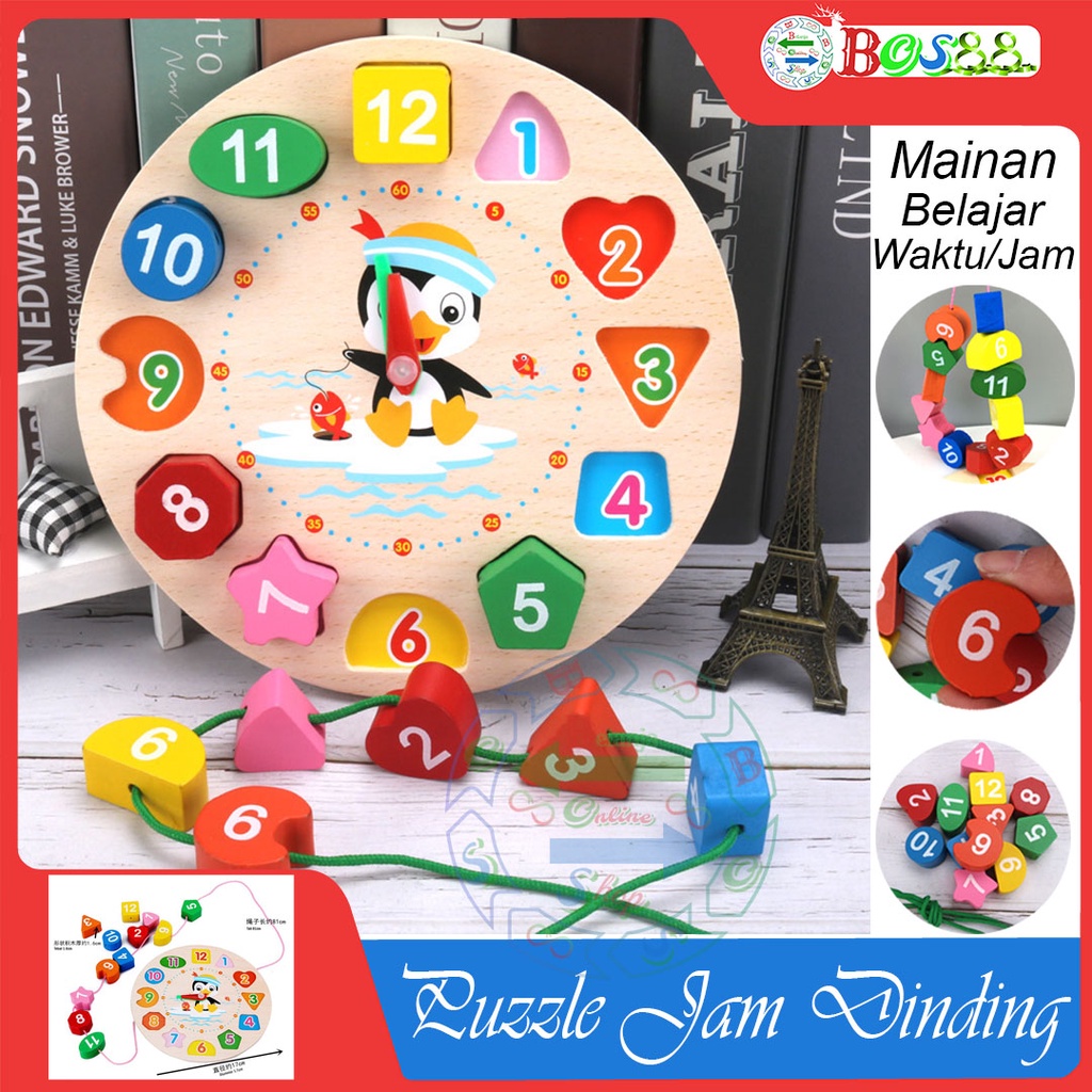 Jual Puzzle Jam Kayu Dinding - Mainan Edukasi Anak Belajar Mengenal ...