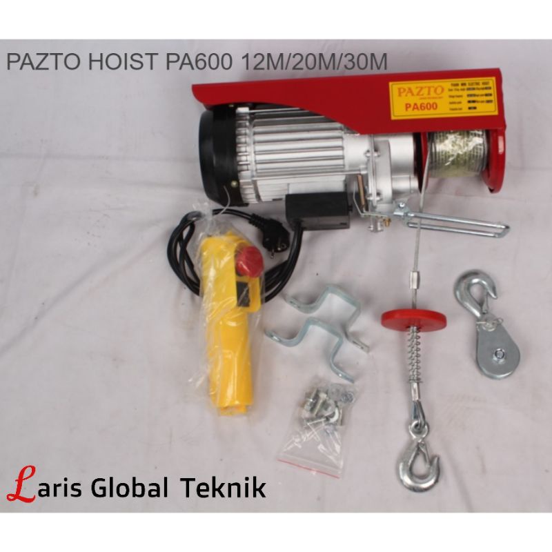Jual PAZTO Mini Electric Hoist 600KG 12M Takel Listrik PA600 Rope Hoist ...