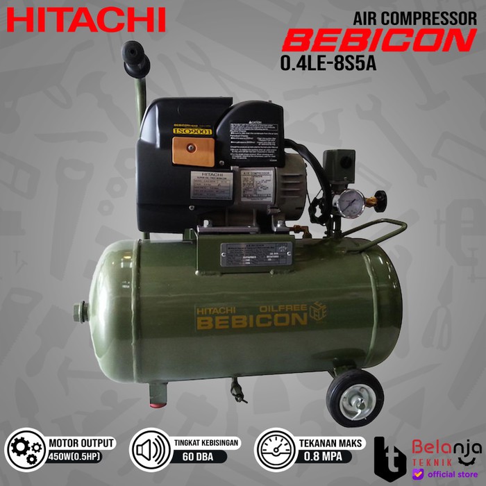 Jual BlenTek HITACHI Air Compressor Bebicon 0.4LE-8S5A 0.5 HP Kompresor Angin 1/2HP | Shopee ...