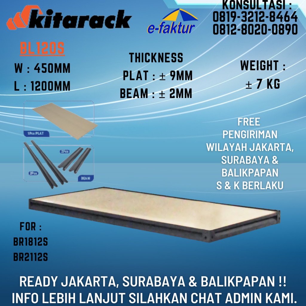 Jual LAYER / AMBALAN BOLTLESS RACK KITARACK BL120S 45x120 | Shopee ...