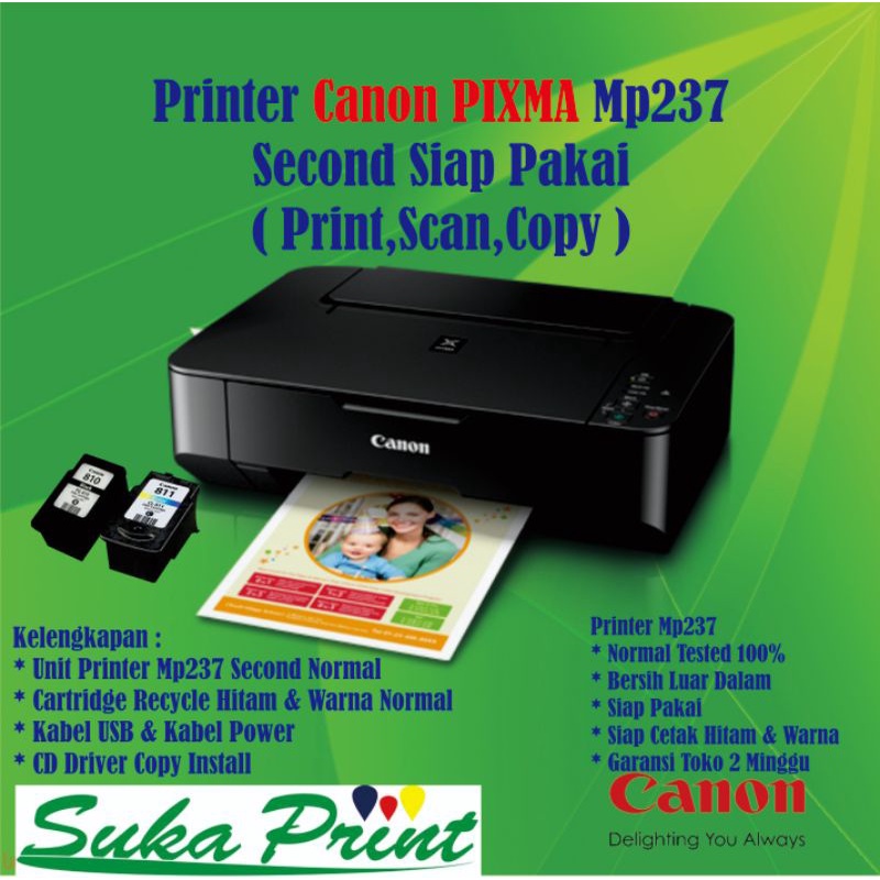 Jual Print/Scan/Copy Canon Pixma MP237 Siap Pakai | Shopee Indonesia