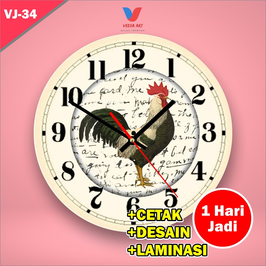 Jual Jam dinding unik lucu klasik vintage ayam bang jago keren fintage ...
