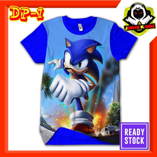 Jual Kaos Sonic Biru Baju Anak dan Dewasa Murah Tokoh Game movies ...