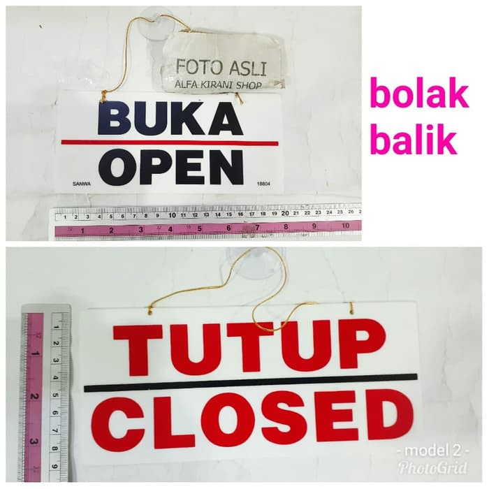 Jual Unik KECIL plat tanda BUKA TUTUP | OPEN CLOSE sign pelat papan ...