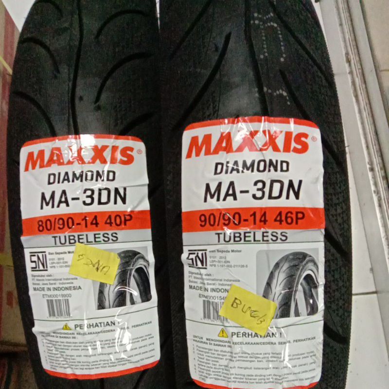 Jual PAKET SEPASANG BAN MAXXIS DIAMOND MA-3DN - TUBELESS (70/90 - 80/80 ...