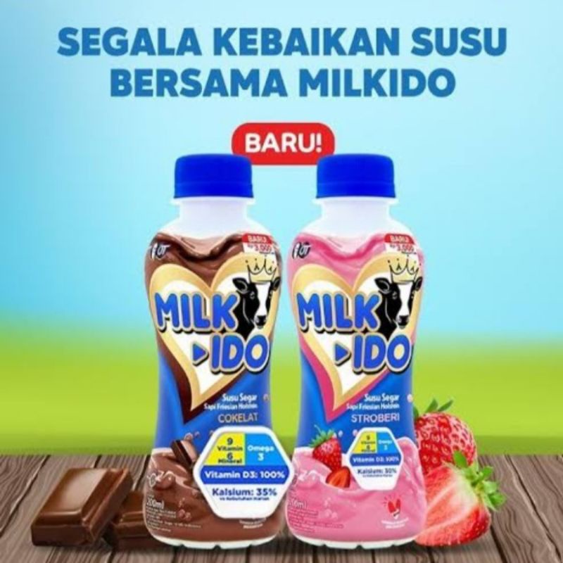 Jual SUSU MILKIDO / MILK-IDO / MILK IDO COKLAT & STROBERI 200 ml 1 ...
