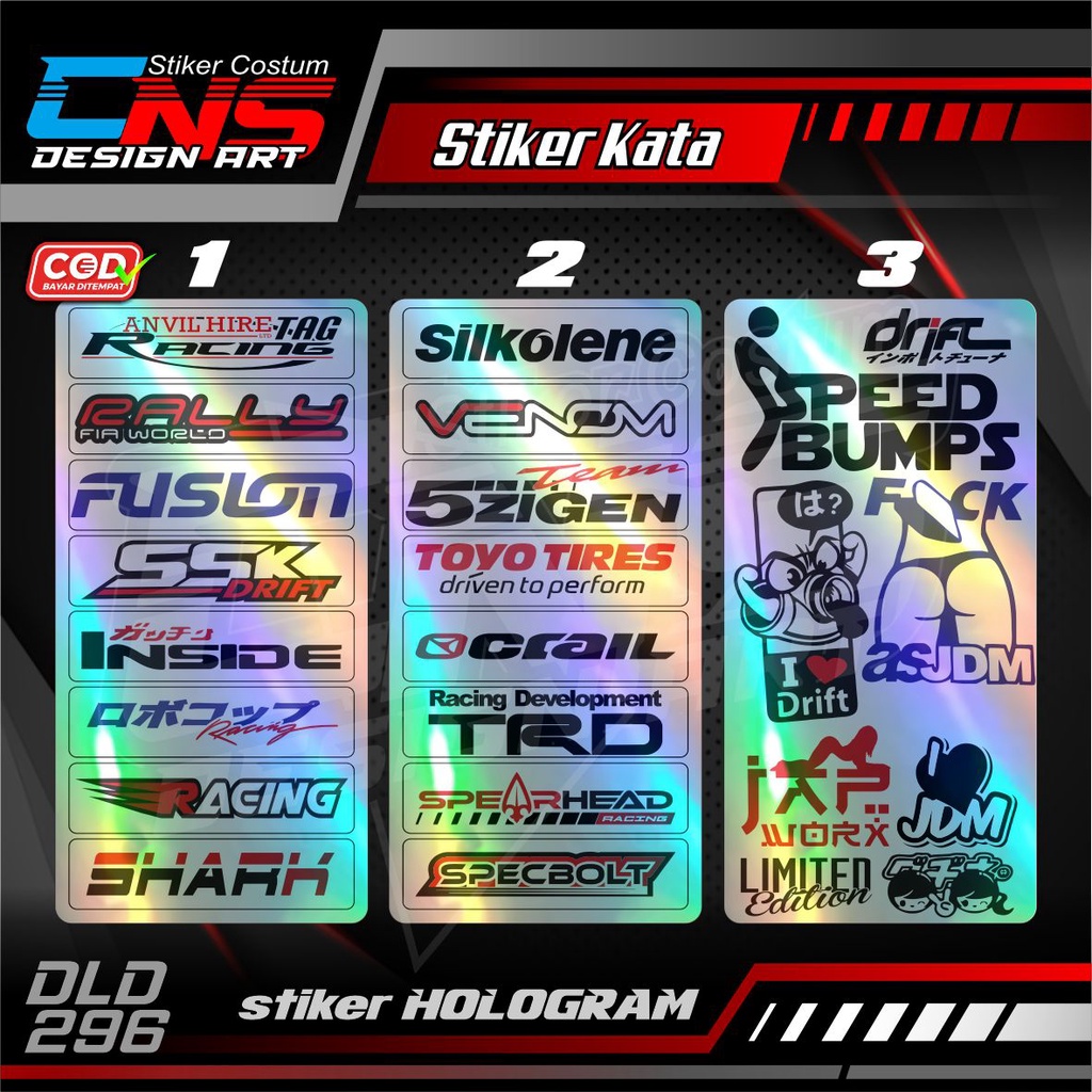 Jual STICKER PACK RACING STICKER PRINT STIKER VINYL HOLOGRAM / Stiker ...