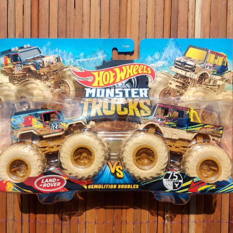 Jual HOTWHEELS MONSTER TRUCKS DEMOLITION DOUBLE LAND ROVER vs 75 UNIMOG MOTOSAURUS vs MEGA WREX ...