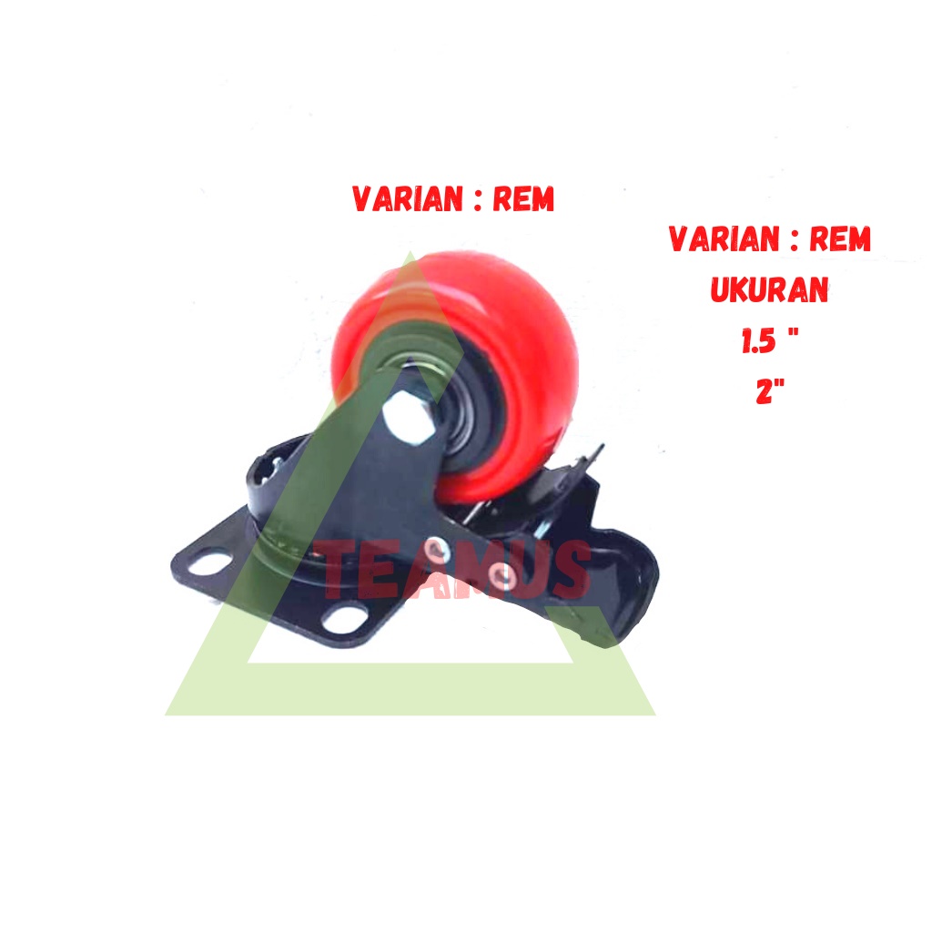 Jual RODA TROLI TROLLEY PVC MERAH 1.5 INCI TIPE HIDUP - MATI - REM ...