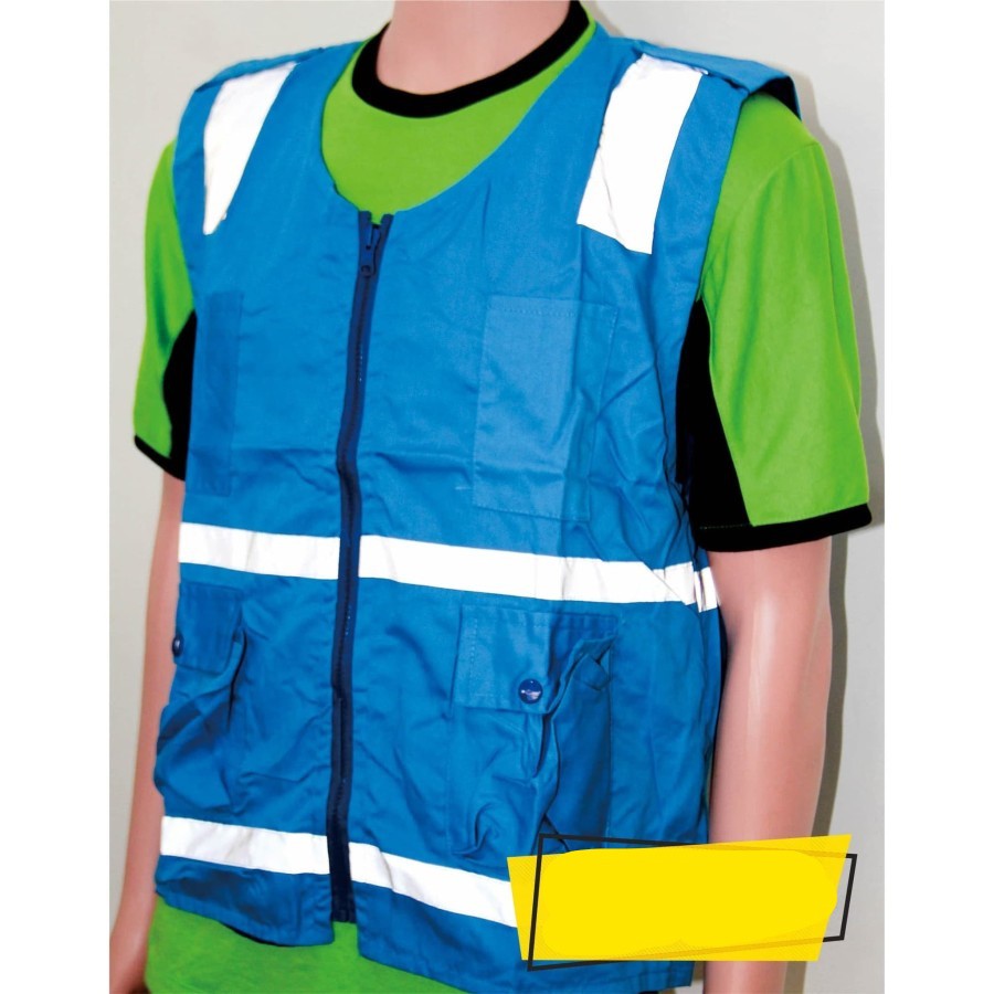 Jual Rompi Kain Drill Biru Muda 4 Kantong untuk Proyek | Shopee Indonesia