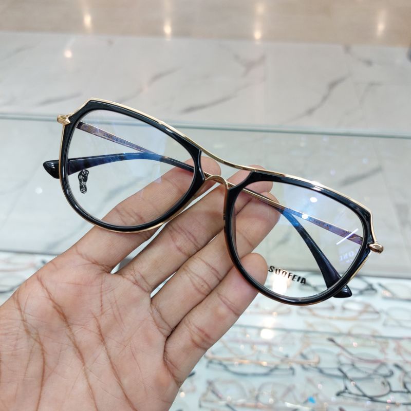Jual Frame kacamata Aviator Souofeia | Paket kacamata minus | Shopee ...