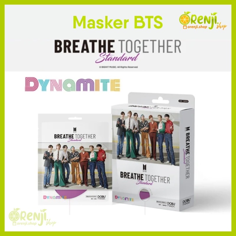 Jual (1 pcs) BTS mask Breathe Together Standart DYNaMITE masker ...