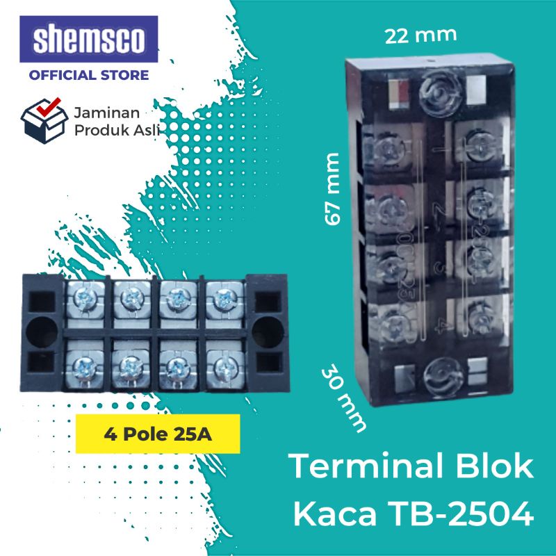 Jual 600v 25A 4 Pole Terminal Blok Kaca 4P TB-2504 Shemsco Panel Block STB | Shopee Indonesia
