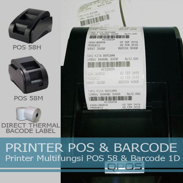 Jual Printer POS Barcode 58mm Multifungsi untuk Struk Kasir dan Label ...