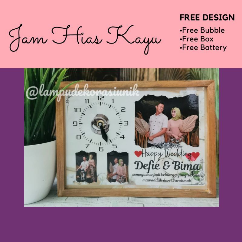 Jual Lampu Hias Jam Custom Foto Dekorasi Rumah Unik Kado Ulang Tahun ...