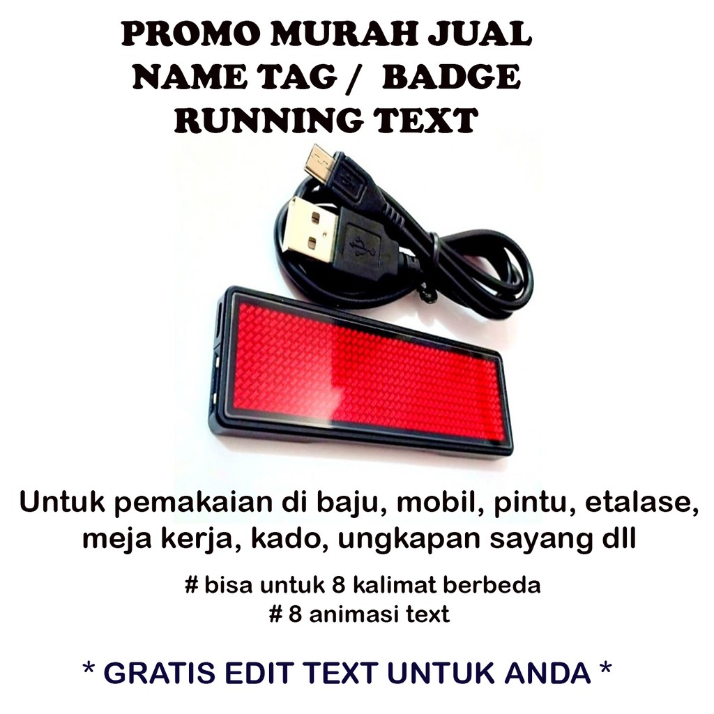 Jual Name Tag LED Bagus dan Murah Bisa Request Text | Shopee Indonesia
