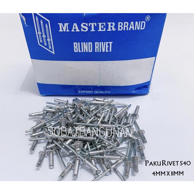 Jual PAKU RIVET RIFET RIPET 100PCS - MASTER BRAND 550 4MM x 12,7MM ...