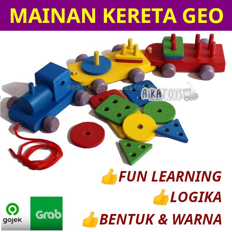 Jual KERETA KERETAAN GEOMETRI KAYU / Puzzle Pasak Kereta Api Geo Shape ...