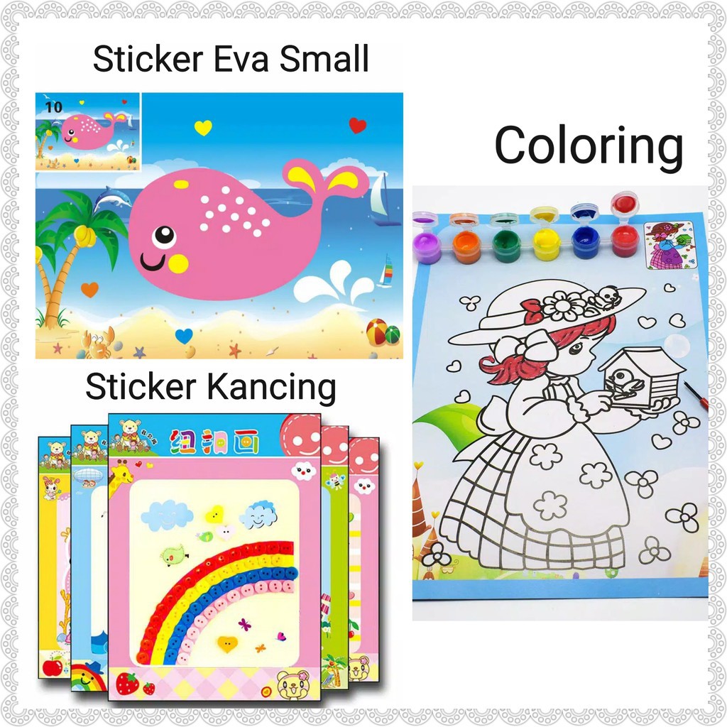 Jual GROSIRJUJUR PAKET MAINAN EDUKASI ANAK DIY / STIKER EVA / STIKER ...