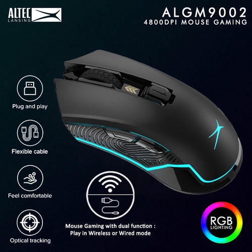 Jual Altec Lansing ALGM-9002 Gaming Mouse Wireless / wired | Shopee ...