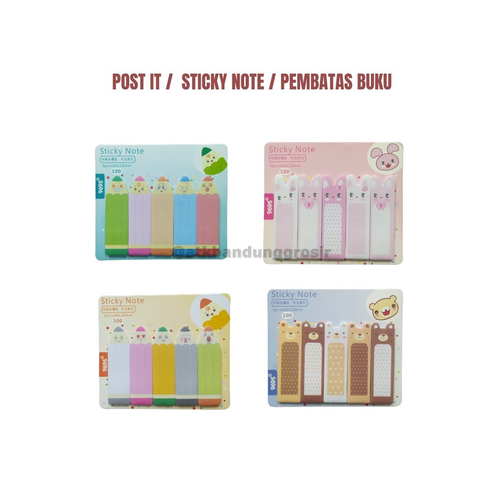 Jual Sticky Note / Post It 96-101 Mix Animal & Pencil Index Penanda ...