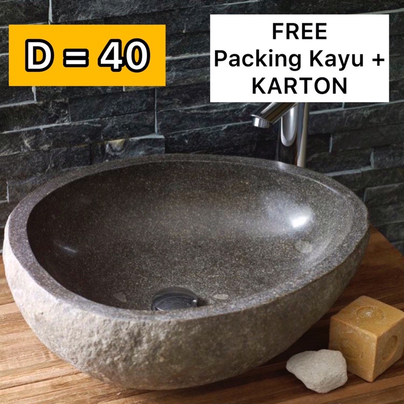 Jual Wastafel Batu Kali Riverstone Sink Wastafel batu Sungai diameter ...