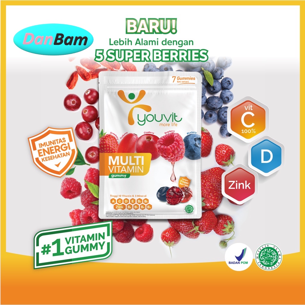 Jual Youvit Multivitamin Dewasa 1 Sachet Vit. C, D, Zink & Superberries | Shopee Indonesia