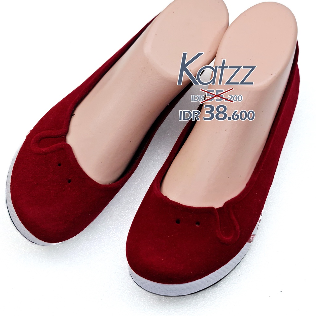 Jual KATZZ Sepatu Flatshoes bludru Merah. Sepatu Wanita Flat Shoes ...