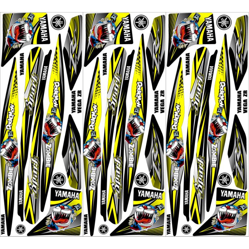 Jual sticker striping variasi Yamaha Vega ZR Doraemon zombie kuning ...