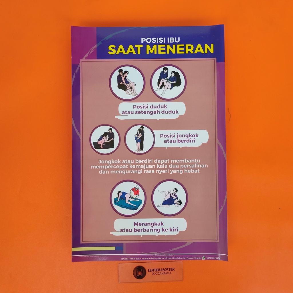 Jual Poster Kebidanan, Poster Posisi Ibu Saat Meneran, Ukuran : 46.5 cm ...