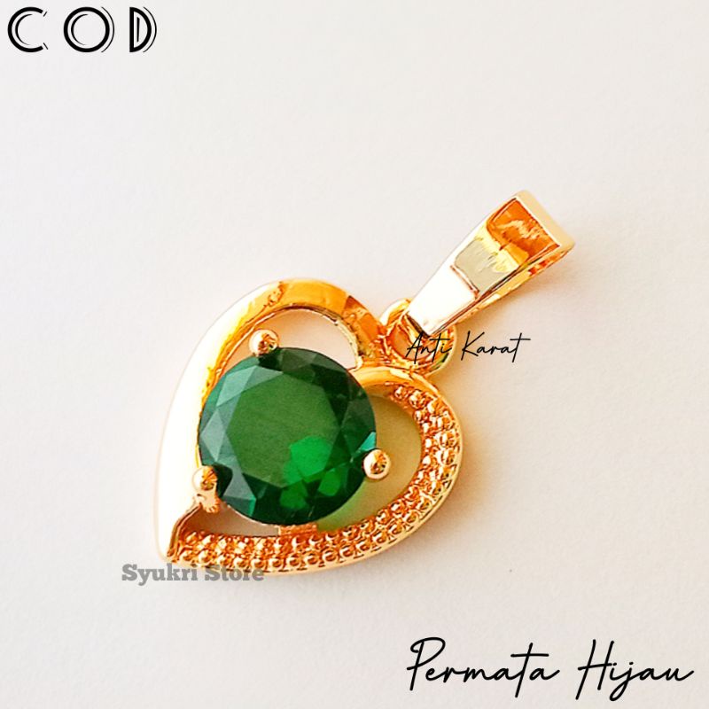 Jual [BAYAR DITEMPAT] LIONTIN LOVE TERBARU PERMATA MERAH HIJAU DAN ...